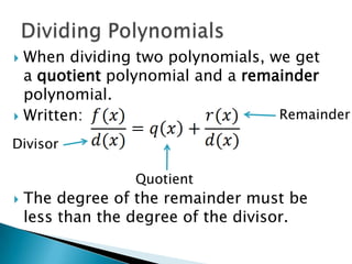6.5 remainder and factor theorems | PPTX