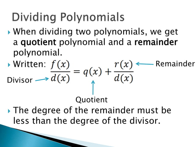 6.5 remainder and factor theorems | PPT
