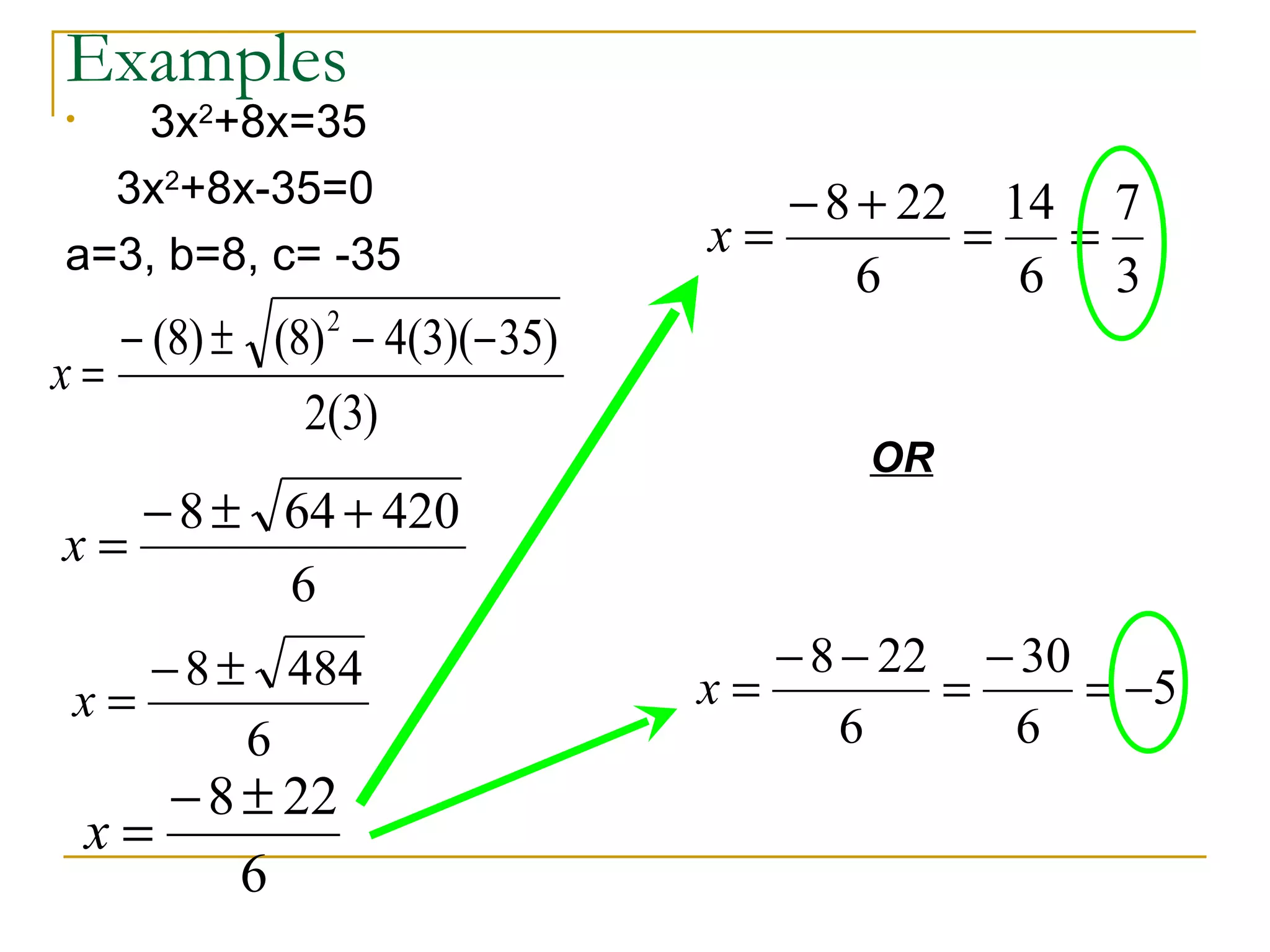6.5 quadratic formula & the discriminant | PPT