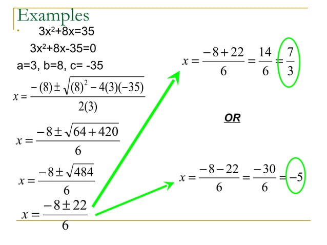 6.5 quadratic formula & the discriminant | PPT
