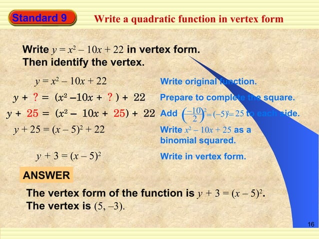 6.6 analyzing graphs of quadratic functions | PPT | Physics | Science