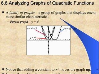 6.6 analyzing graphs of quadratic functions | PPT