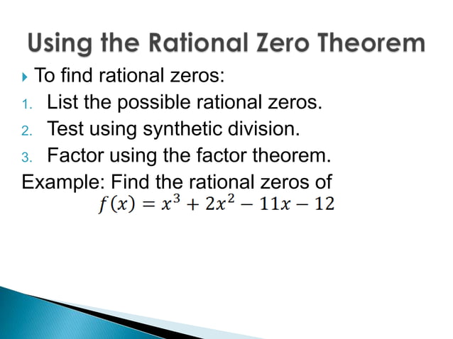 6.6 finding rational zeros | PPT