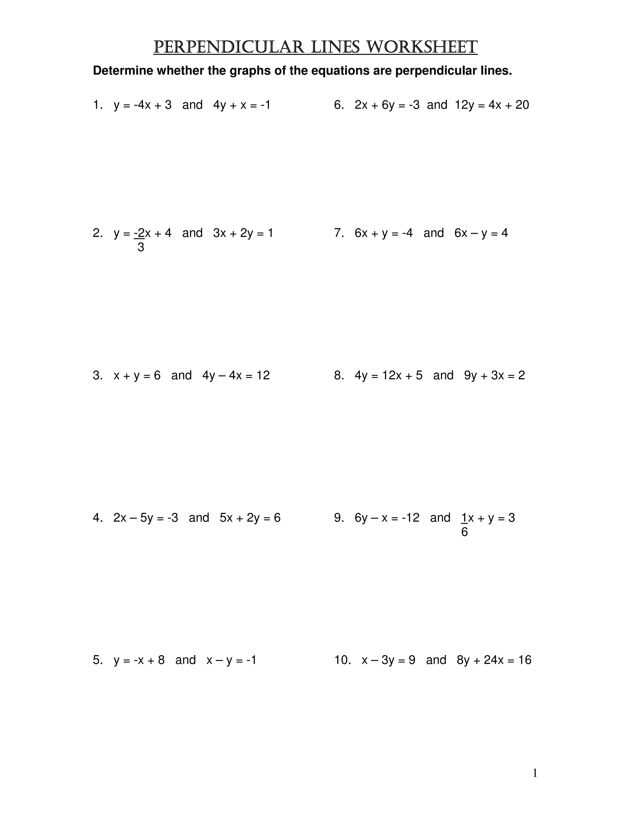 6.6 perpendicular lines worksheet | PDF | Physics | Science