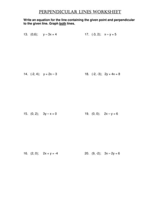 6.6 perpendicular lines worksheet | PDF | Physics | Science