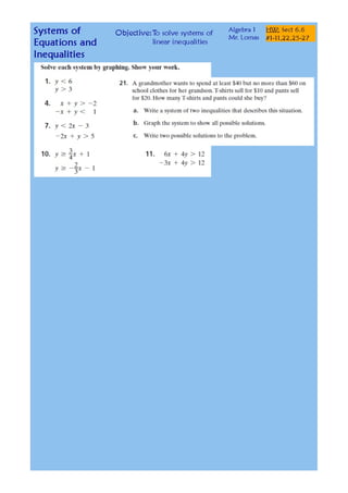 6 6 solving systems of inequalities | PDF