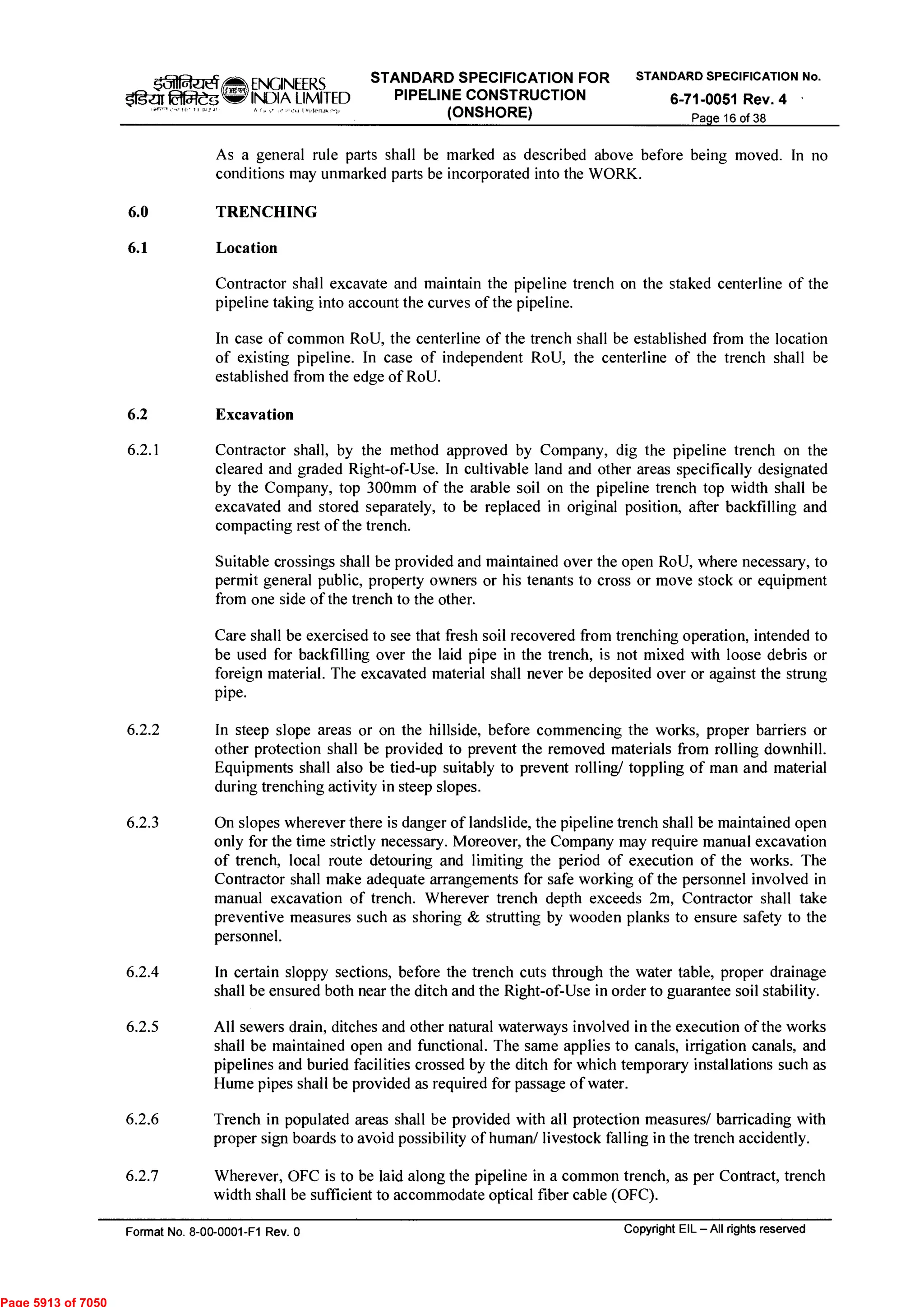 6 71-0051 rev. 4 standard specification for pipeline construction (onshore) | PDF