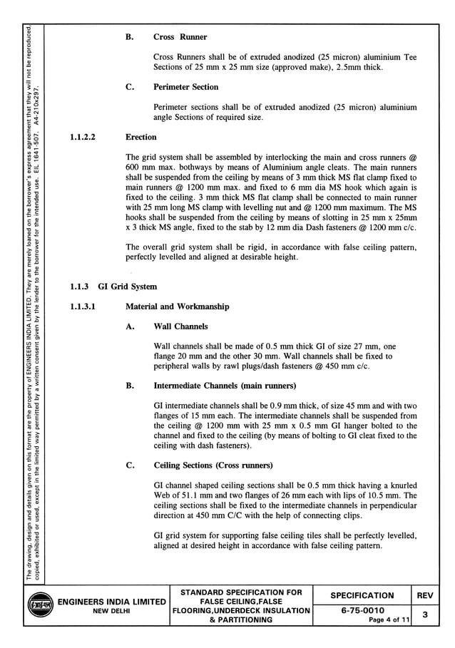 EIL Specification for False Ceiling - 6-75-0010 Rev 3 | PDF