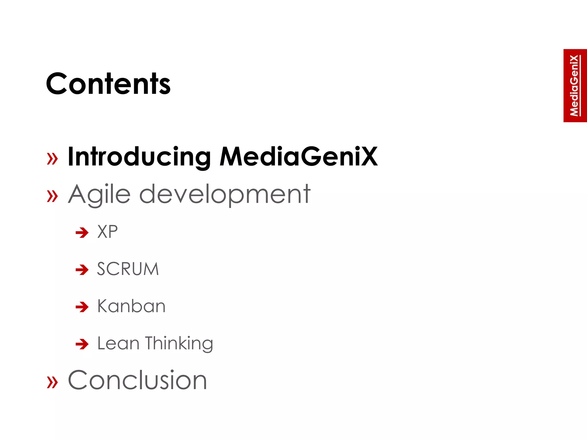 Agile & Lean @ MediaGeniX | PPT