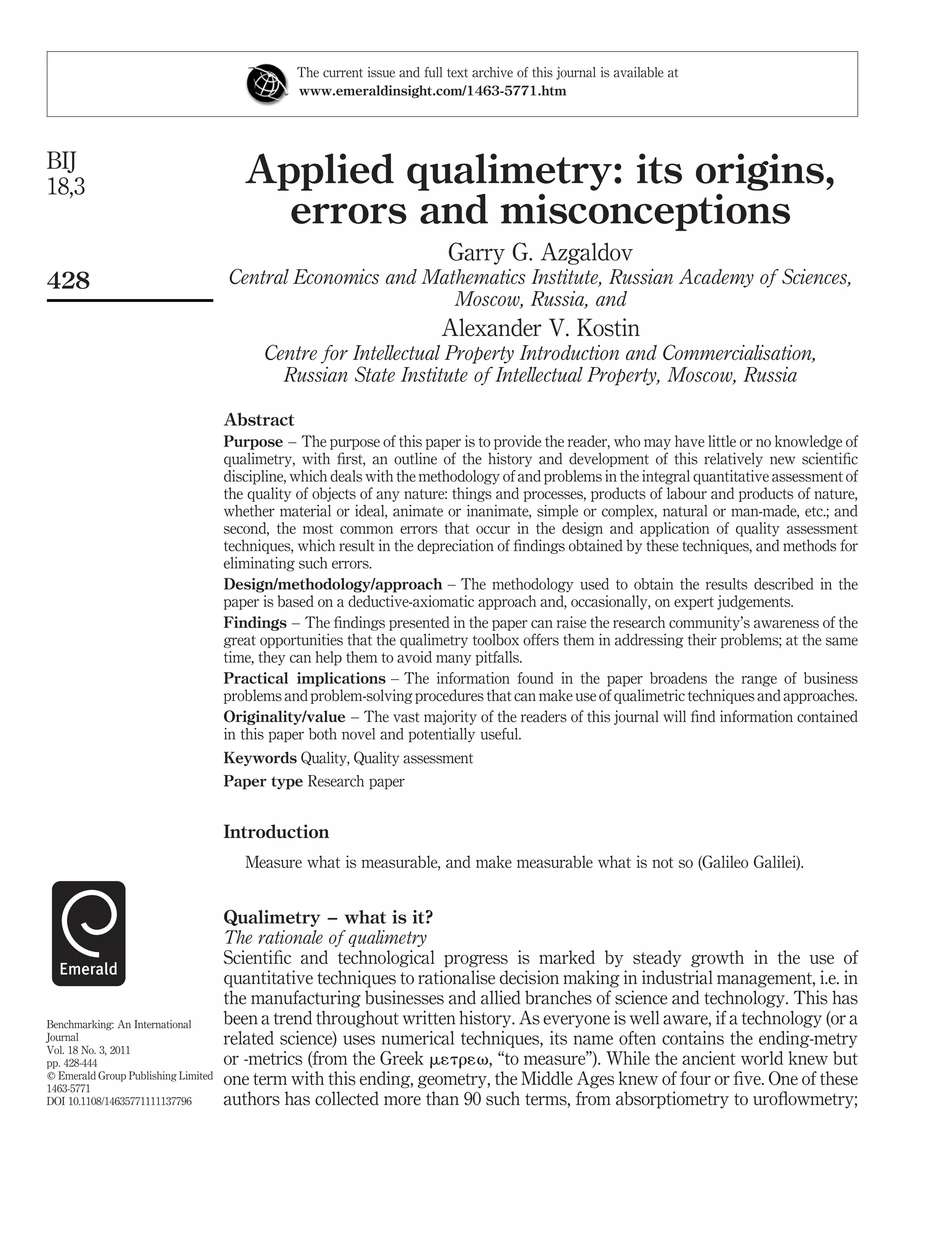 6.applied qualimetry | PDF