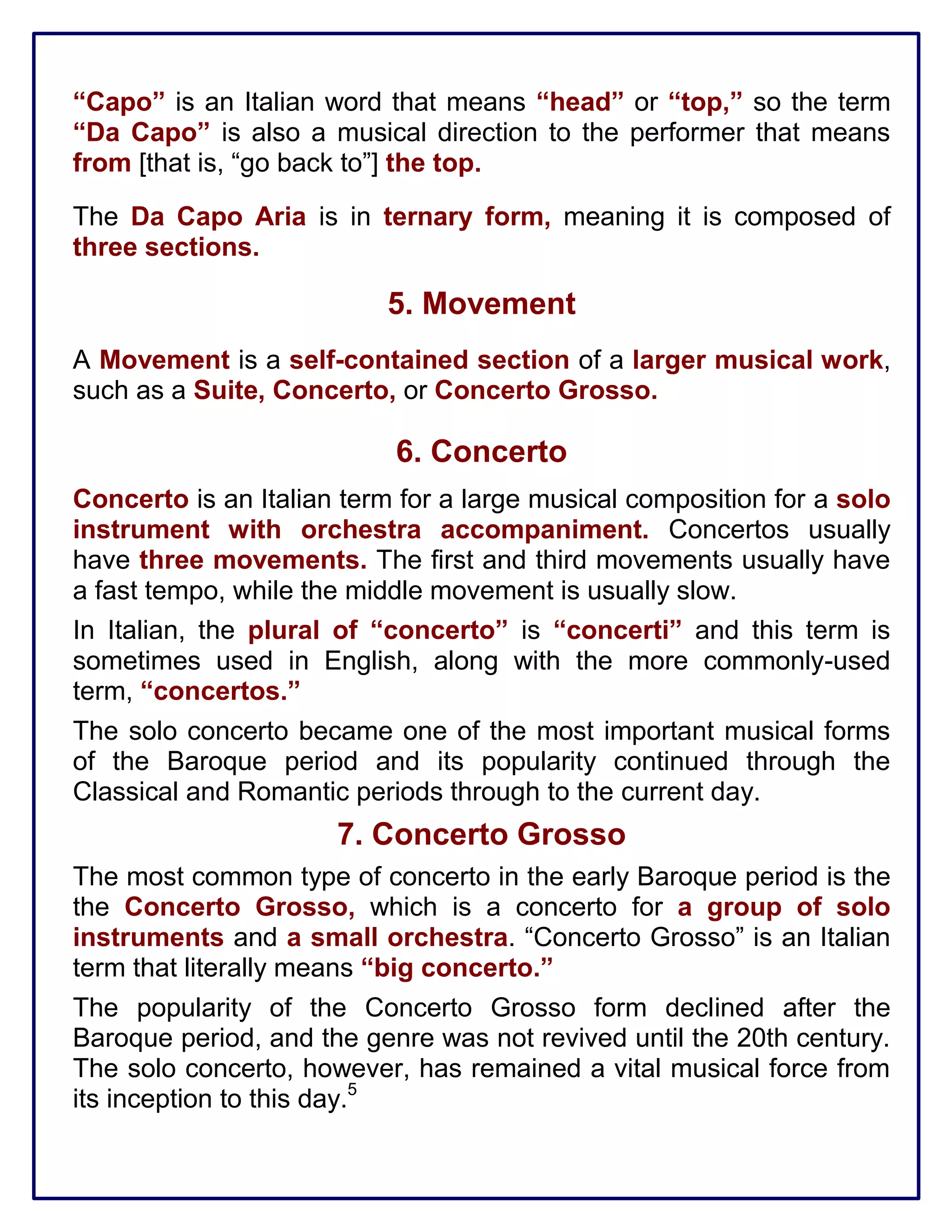 Baroque Musical Terms | PDF