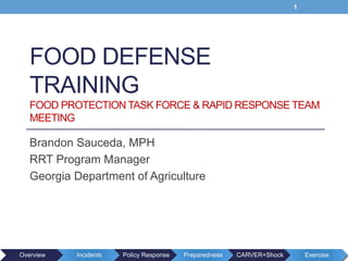 FOOD DEFENSE TRAINING TASK FORCE MEETING | PPT