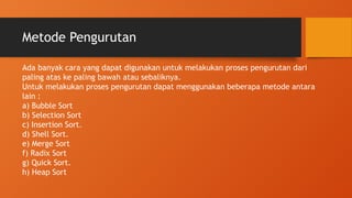 Pengenalan Teknik Pengurutan Bubble Sort | PPTX