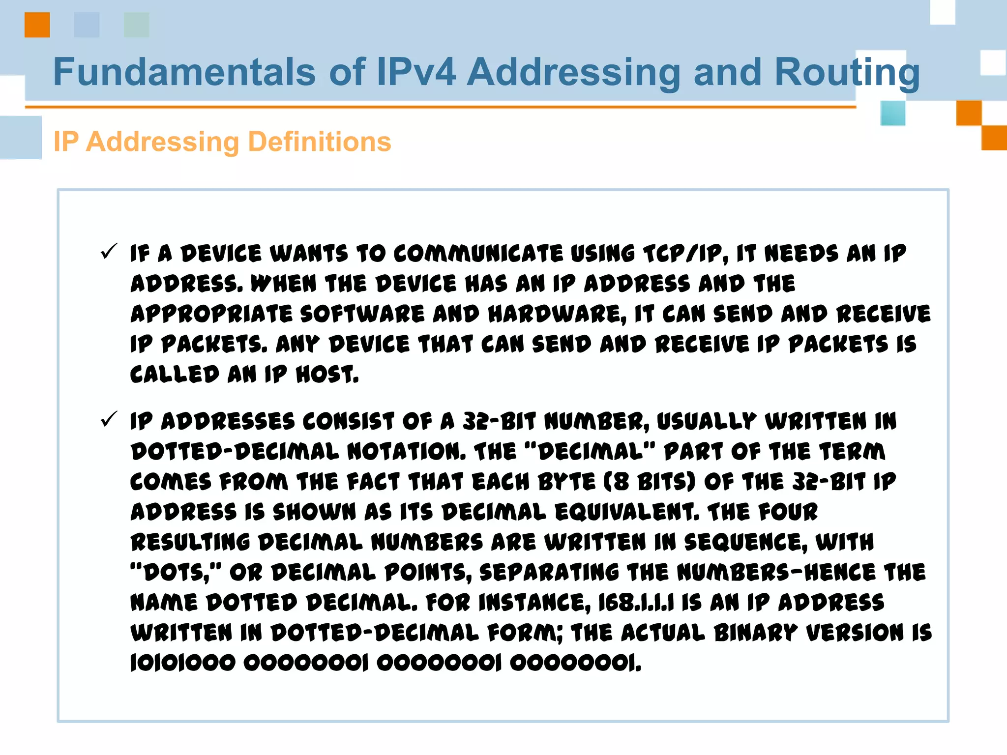 6 ccna (fundamentals of i pv4 addressing and routing) | PPTX
