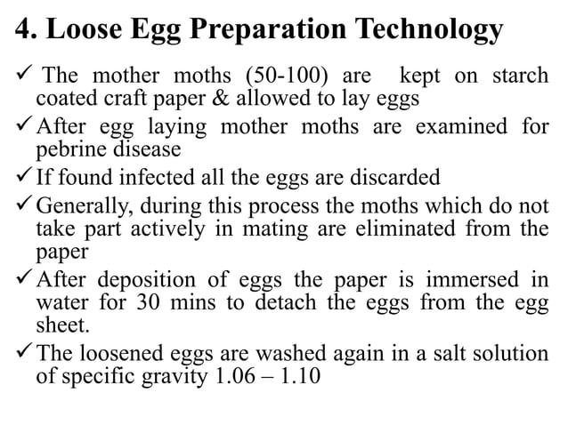 6 chapter steps in silkworm egg production at grainage, egg sheets and loose egg production ...