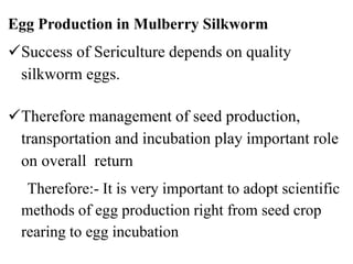 6 chapter steps in silkworm egg production at grainage, egg sheets and ...
