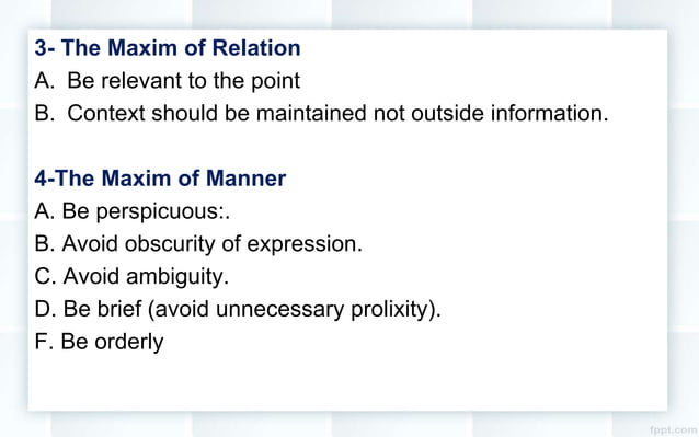 Cooperative Principle & Conversational Maxims | PPT