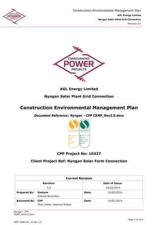 Construction Environmental Management Plan - Documents for Nyngan Solar ...