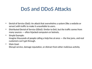 Cyber Attacks - understand the different types of attacks | PPTX