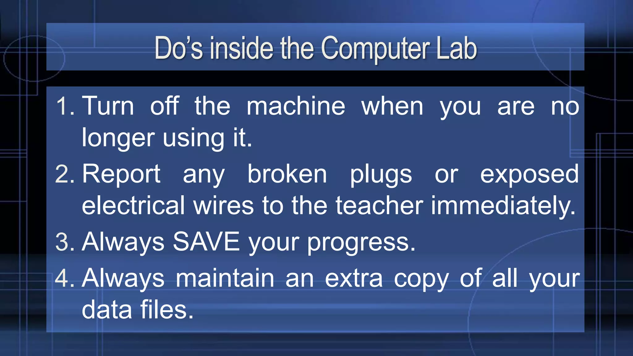 Do's & Don'ts Inside a Computer Lab | PPTX