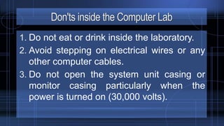 Do's & Don'ts Inside a Computer Lab | PPTX