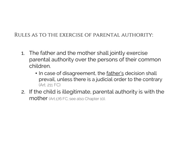 Family Code of the Philippines: Executive Order 209 Title IX Parental ...