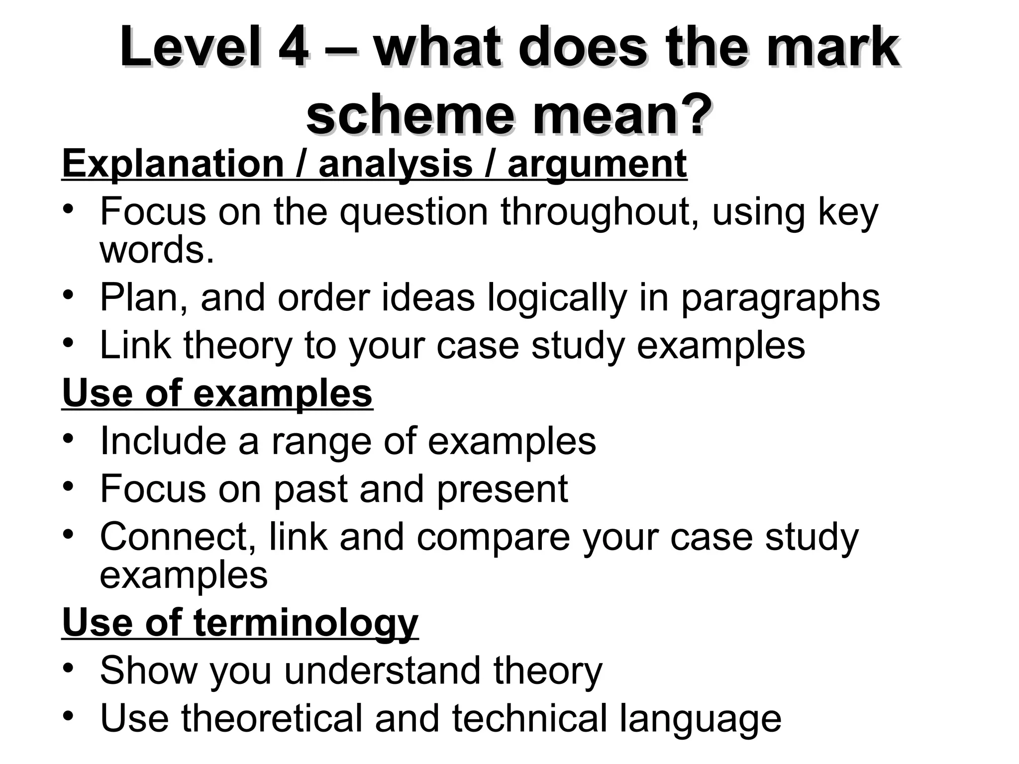 Essay and mark scheme | PPT