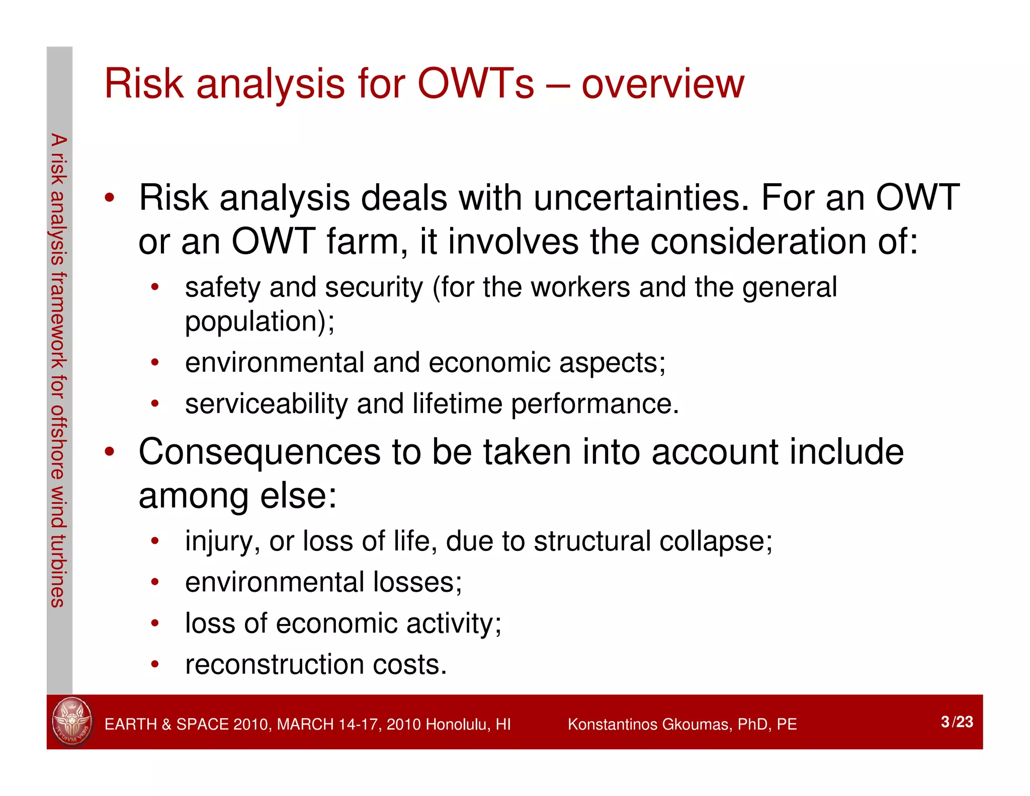 6 - A Risk Analysis Framework for Offshore Wind Turbines - Gkoumas | PDF