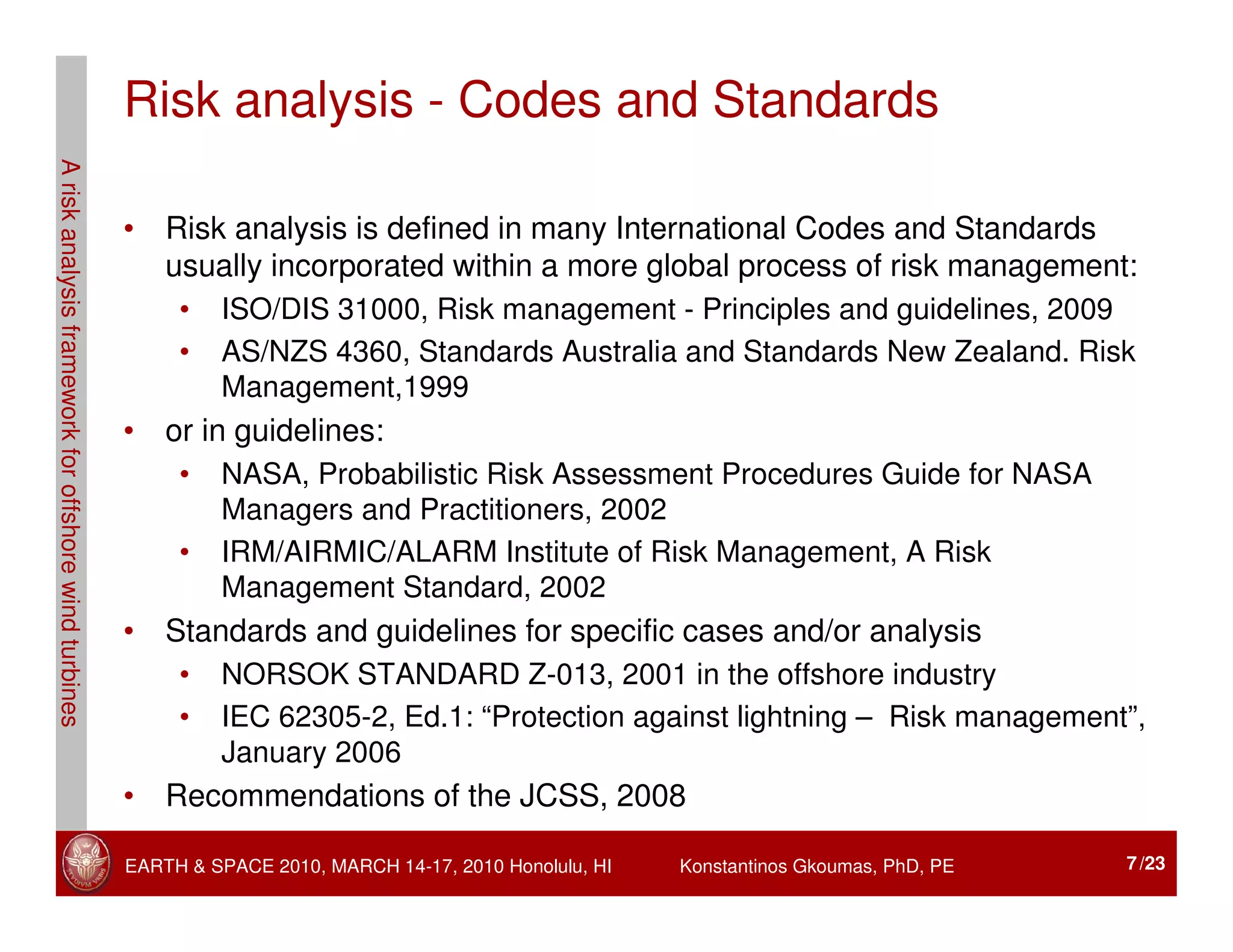 6 - A Risk Analysis Framework for Offshore Wind Turbines - Gkoumas | PDF