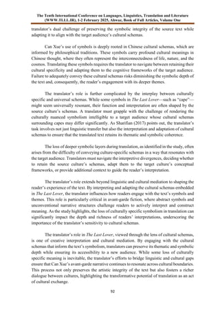 Translating Symbolism: Cultural Filtering in The Last Lover | PDF