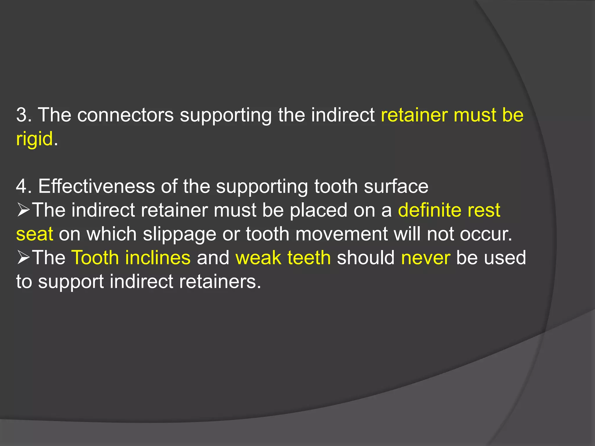 INDIRECT RETAINERS IN REMOVABLE PARTIAL DENTURES | PPTX