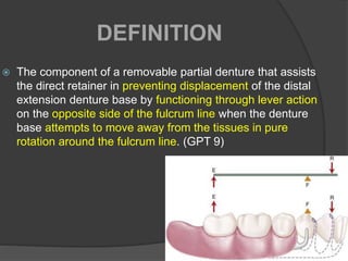 INDIRECT RETAINERS IN REMOVABLE PARTIAL DENTURES | PPTX