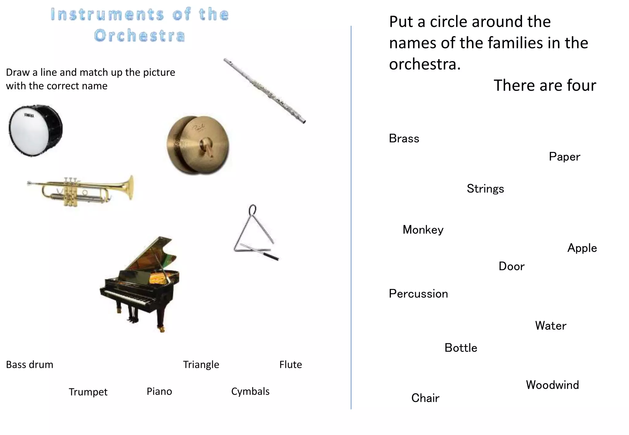 6 instruments-orchestra-worksheet | PPT
