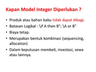 Belajar integer programming untuk mahasiswa | PDF