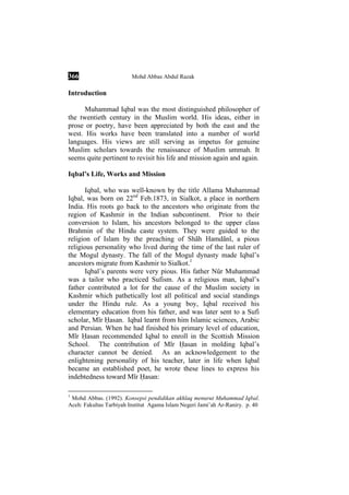 Iqbal: An Analysis on his Life, Works and Mission(Journal Paper) | PDF