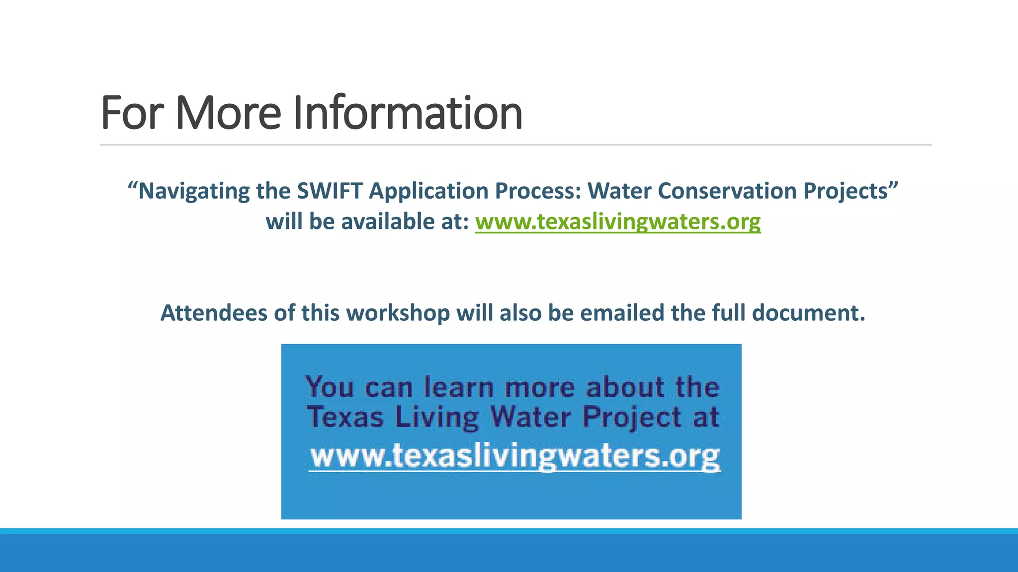 Navigating the SWIFT Application Process: Water Conservation Projects | PDF
