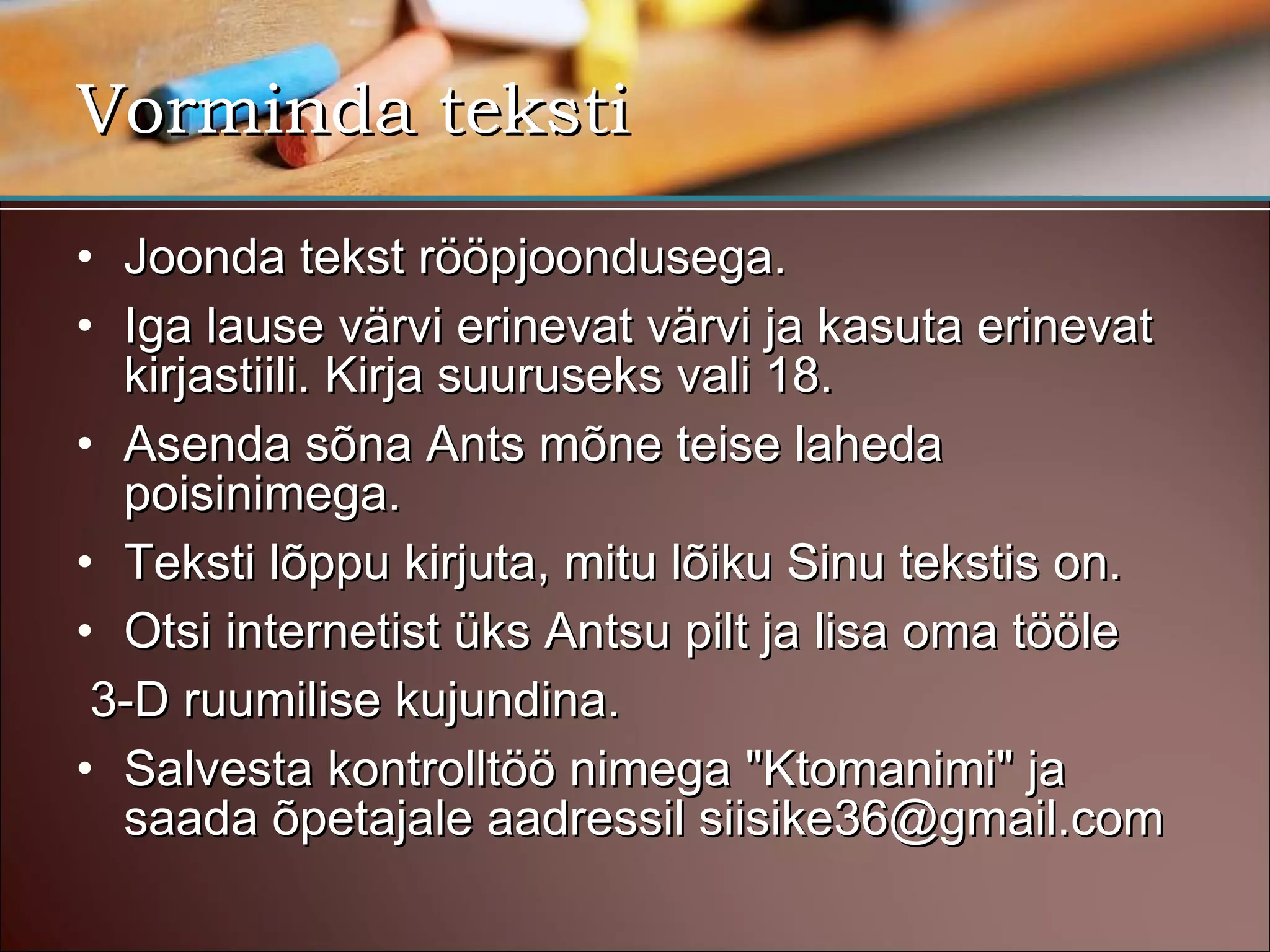 6. Kl Word Lõpeta laused | PPT