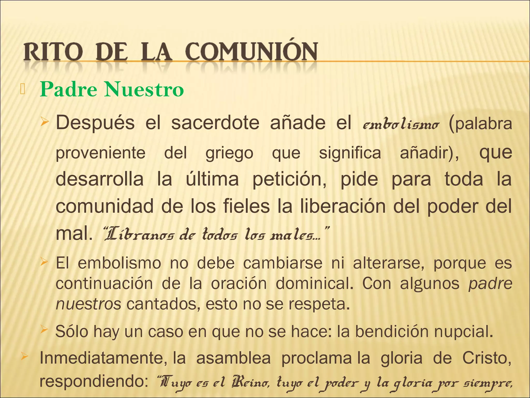 6 la liturgia de la eucaristía (rito de la comunión) | PPT