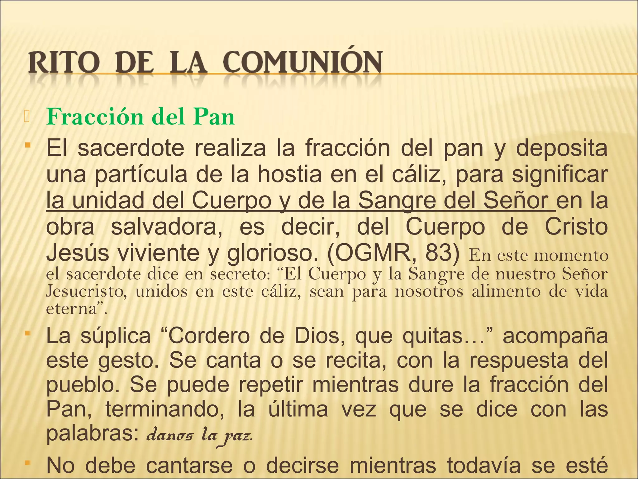 6 la liturgia de la eucaristía (rito de la comunión) | PPT