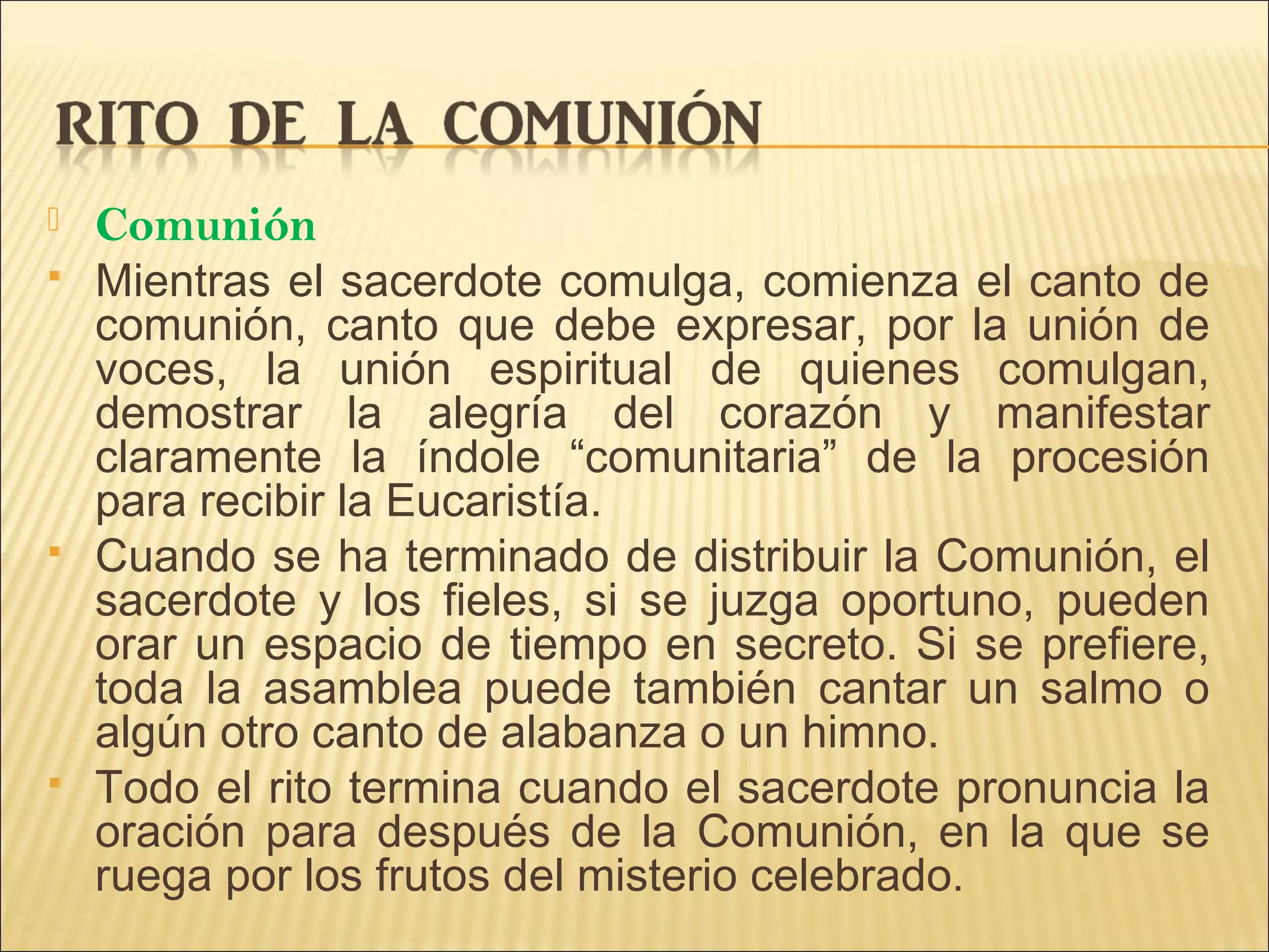 6 la liturgia de la eucaristía (rito de la comunión) | PPT