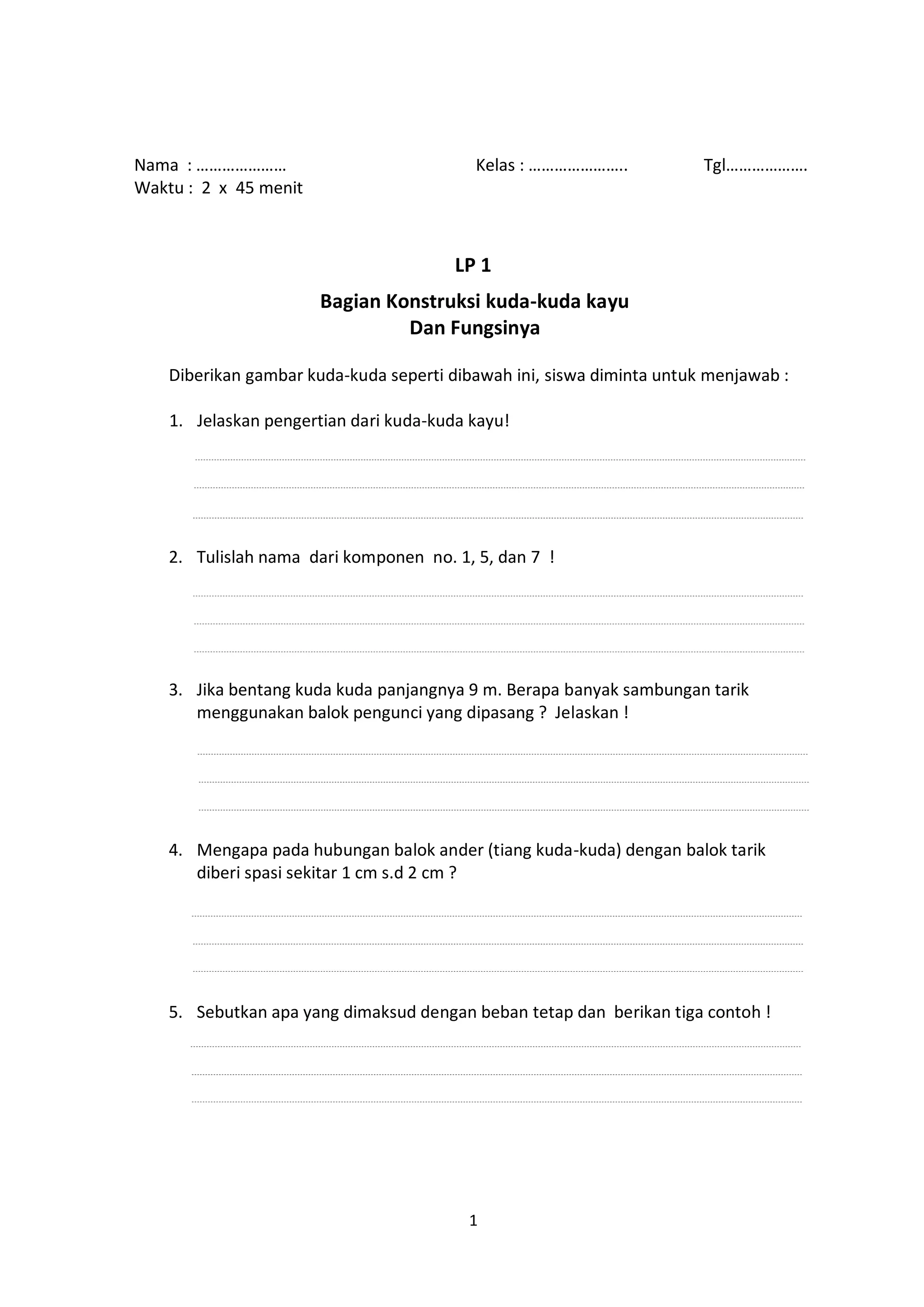 6. lp1 bagian konstruksi kuda kuda kayu mpl | PDF