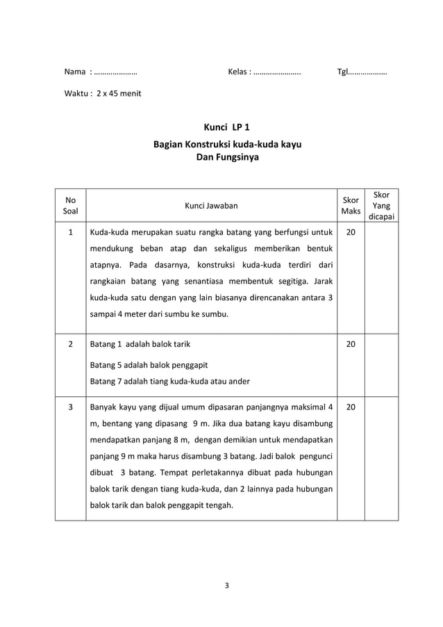 6. lp1 bagian konstruksi kuda kuda kayu mpl | PDF