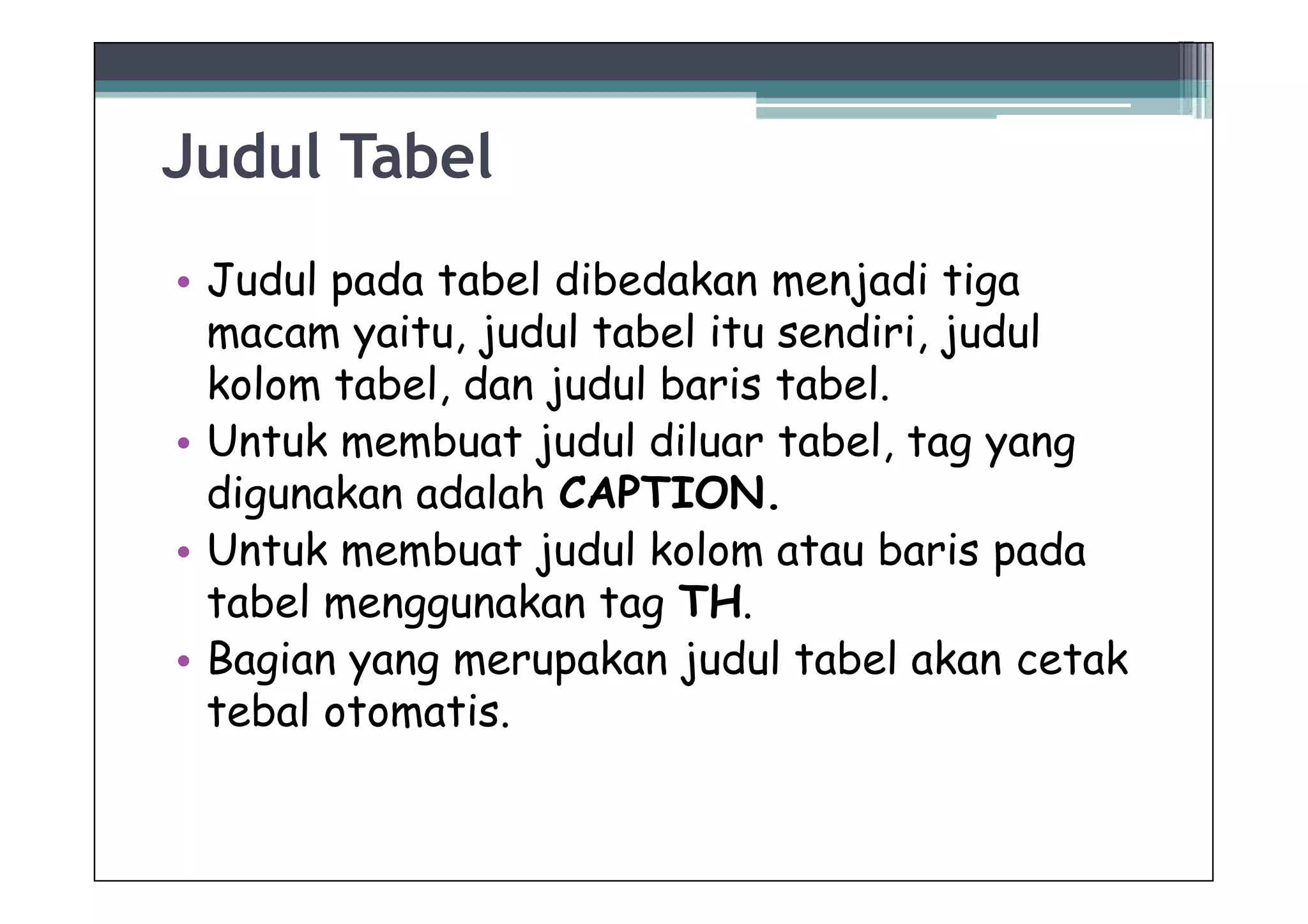 6.materi pemanfaatan tabel (ok) | PPT