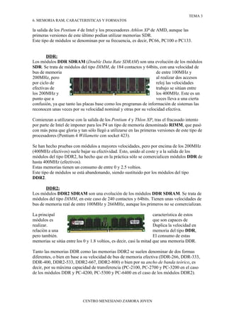 6. Memoria Ram, Caracteristicas Y Formatos | DOC