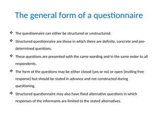 Methods of Data Collection in research methodology | PPT