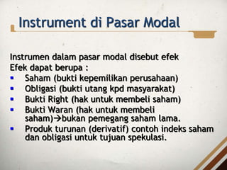 Model Keseimbangan/ Investasi, Pasar Modal dan Portofolio | PPT