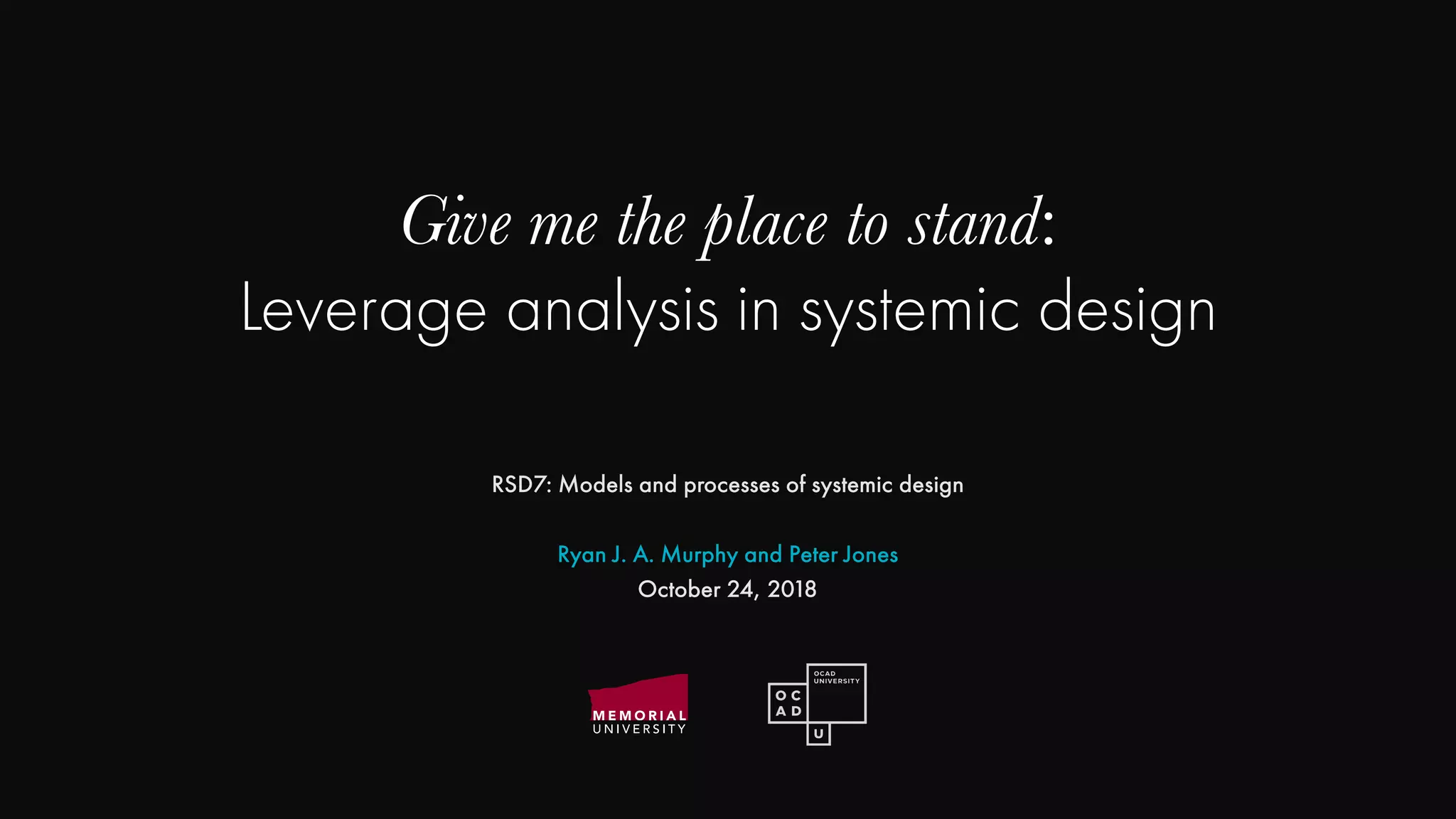Give me the place to stand: Leverage analysis in systemic design | PPT