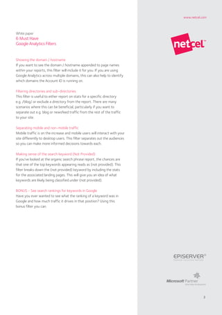 6 Must Have Google Analytics Filters by Jason Cartwright | PDF