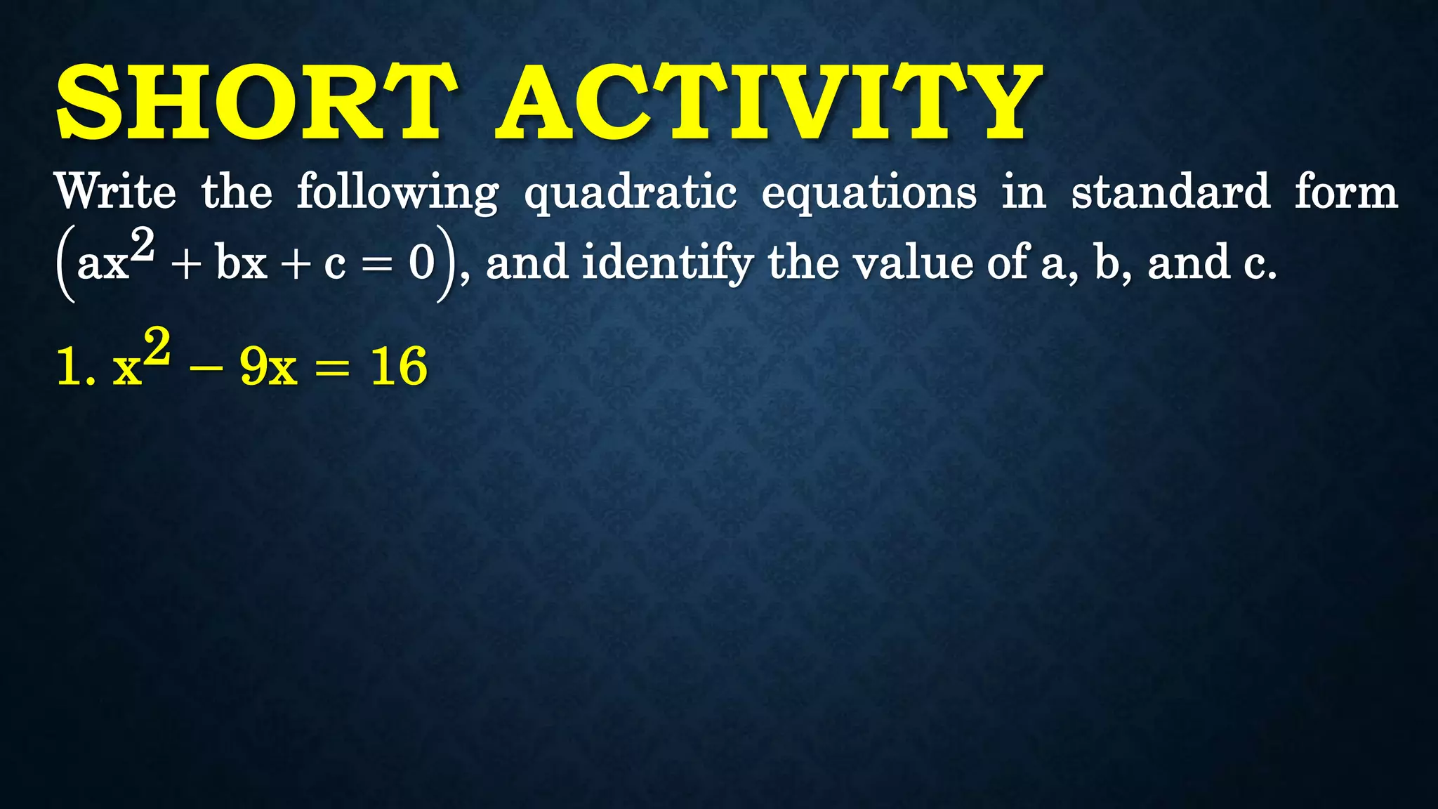 6 - NATURE OF THE ROOTS OF A QUADRATIC EQUATION USING DISCRIMINANT ...