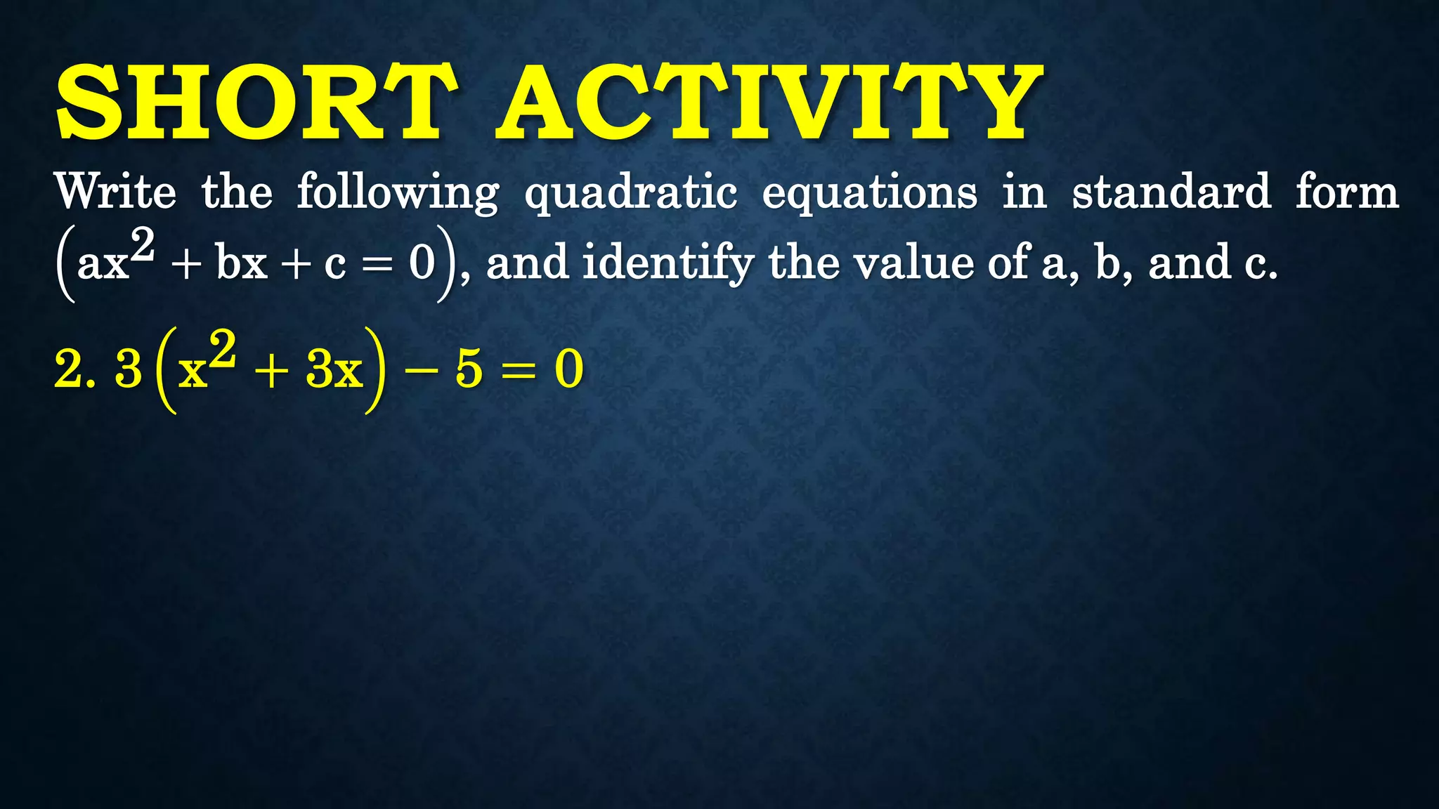 6 - NATURE OF THE ROOTS OF A QUADRATIC EQUATION USING DISCRIMINANT ...
